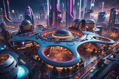 Premium Photo A Vibrant Abstract Representation Of A Futuristic Technology Hub With