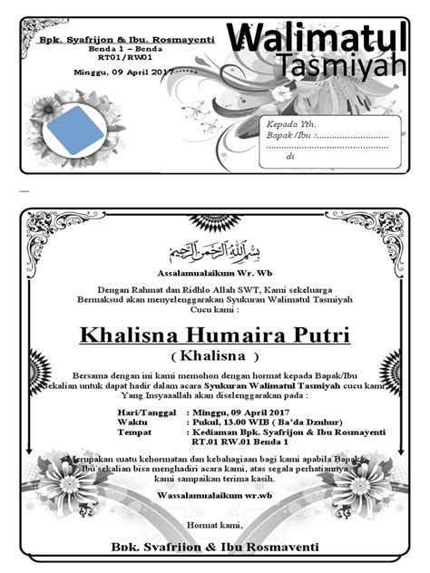 Walimatul Tasmiyah Khalisna 1 Pdf