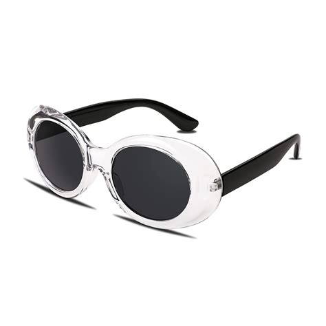Sunglasses White Oval Clout Goggles For Women Men Retro Round Trendy