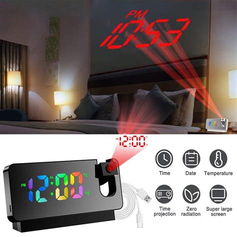 New Rainbow Color Rechargeable Digital Projection Alarm Clock 180