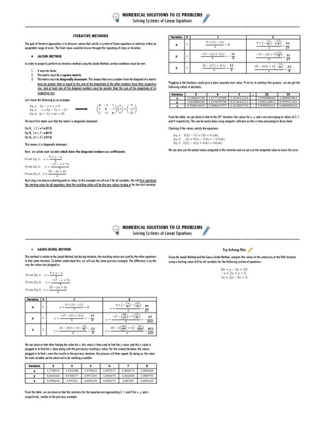 Iterative Methods Pdf Matrix Mathematics System Of Linear Equations