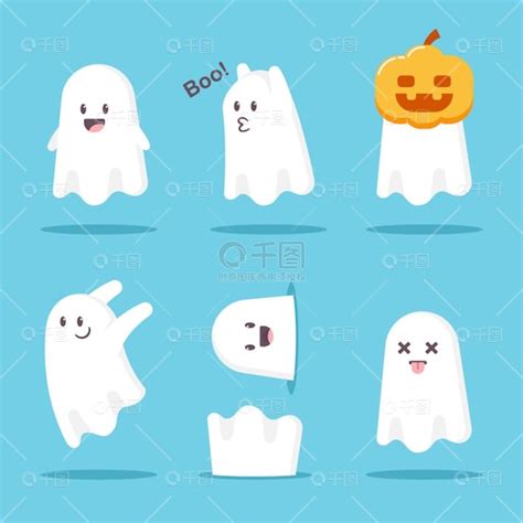 怪物背景 可爱的卡通鬼套装。万圣节有趣的人物怪物孤立在白色背景。 模板免费下载 Ai格式 626像素 编号63090296 千图网