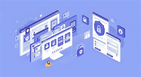 Isometric Vector Illustration Of Cyber Security With Data Protection