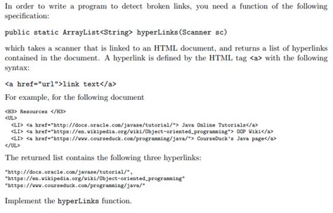 Solved In Order To Write A Program To Detect Broken Links
