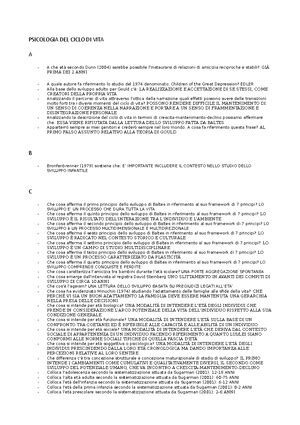 Riassunto Completo Psicologia DEL Ciclo DI VITA PSICOLOGIA DEL CICLO DI VITA LIFE SPAN Studocu