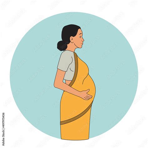 An Indian Pregnant Woman A Young Pregnant Woman Stock Vector Adobe