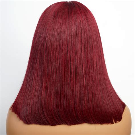99j Straight Bob Wigs Human Hair With Bang 100 Human Hair Short Bob W