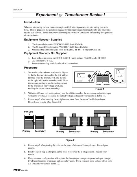 Experiment 4 Transformer Basics Scientific 5 012 03800a Experiment 1