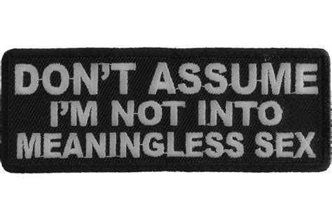 Dont Assume Im Not Into Meaningless Sex Funny Iron On Patch Iron On Offensive Patches By