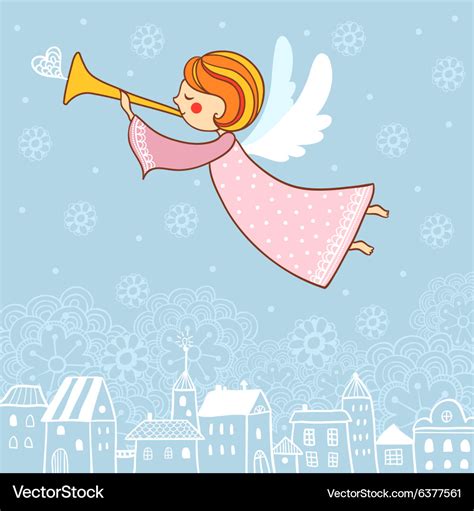 Christmas Card With An Angel Royalty Free Vector Image