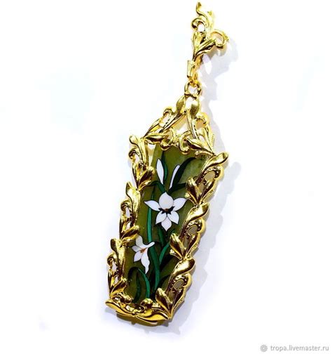 Кулон с флорентийской мозаикой `Нежная лилия` | Drop earrings, Earrings ...
