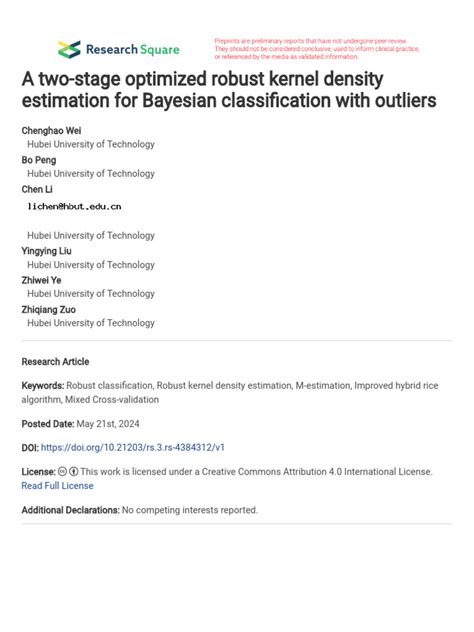 A Two Stage Optimized Robust Kernel Density Estima Pdf Robust
