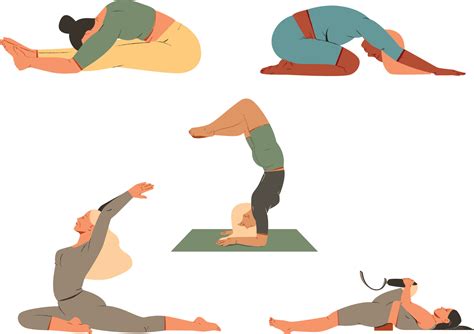 Set Of Yoga Poses Vector Illustration Isolated On A White Background
