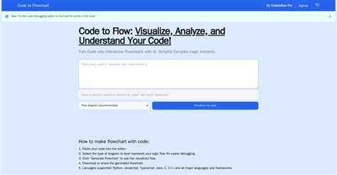 Visualize Your Code With Codetoflows Ai Powered Flowcharts Debugging And Logic Simplification