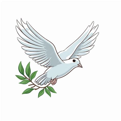 Pomba Voadora Carregando Um Galho De Oliveira Ilustração Vetorial Plana