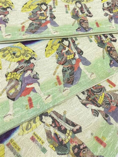歌川芳春 青砥稿花紅彩画 白浪五人男 柄 浮世絵風 歌舞伎 半幅帯 銀通し 正絹 全通仕立て上がり｜売買されたオークション情報、yahoo