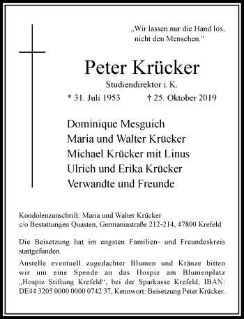 Alle Traueranzeigen für Peter Krücker trauer rp online de