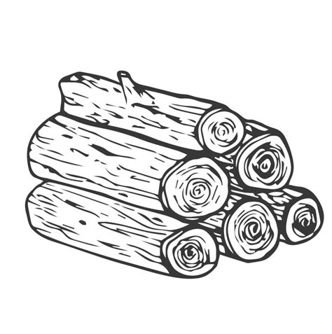 Black And White Log Pile Icon Wood Planks Line Illustration Or