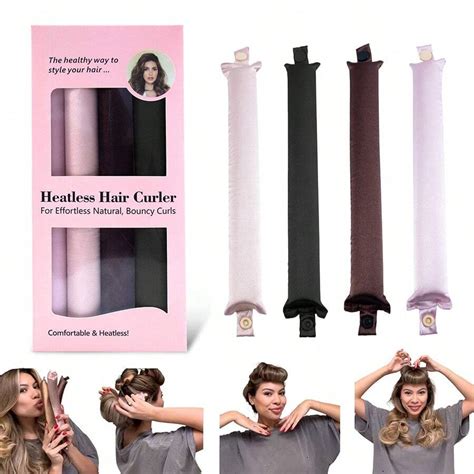 4pcs Set 3cm Natural Big Wave Hair Curlers No Heat Styling Tool
