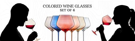 Crystal Colored Wine Glasses Set Of 6 Italian Style