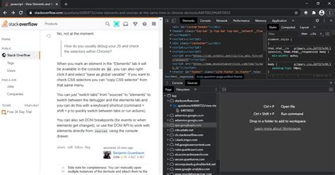Javascript View Elements And Sources At The Same Time In Chrome Devtools Stack Overflow