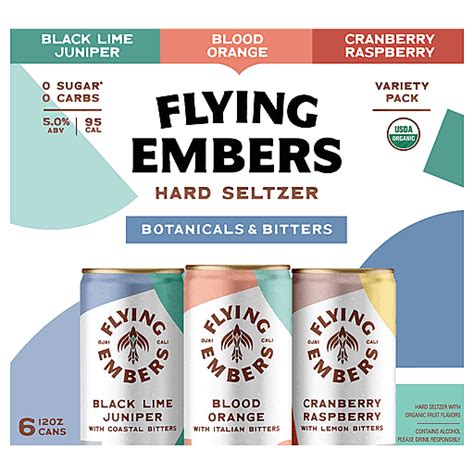 Flying Embers Hard Seltzer Botanicals And Bitters Variety Pack 6 Ea