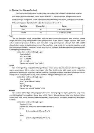 Tipe Data Pada Bahasa Java PDF