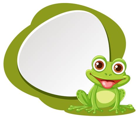 Banner De Dibujos Animados Linda Rana Verde Vector Premium