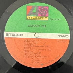 Vintage Vinyl Yes Classic Yes Rock Blues Prog Rock Atlantic