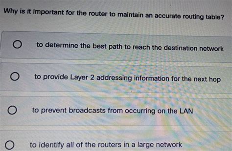 Solved Why Is It Important For The Router To Maintain An Accurate Routing Table To Determine