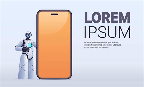 Cyborg Robot Moderne Debout Près Dun Smartphone Avec Une Technologie D