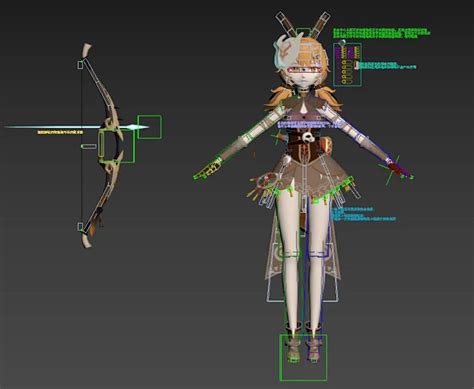 丘丘娘动画3dmax绑定 花瓣网