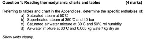 Solved Question 1 Reading Thermodynamic Charts And Tables