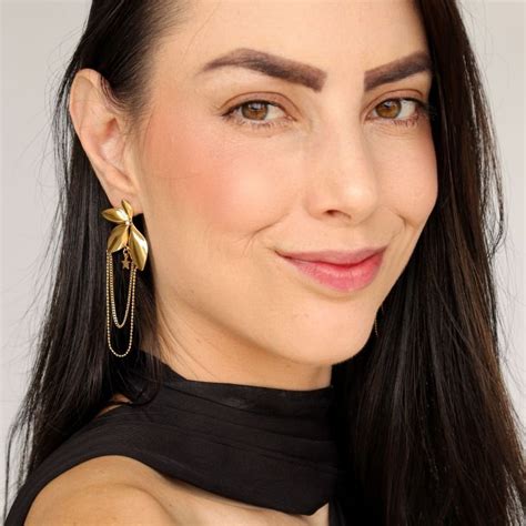 Mh Bijuterias E Acessorios Brinco Moderno Flor Grande Em Aço Inox Linha Premium