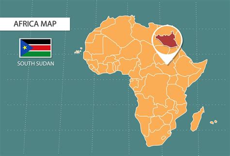 South Sudan Map In Africa Zoom Version Icons Showing South Sudan