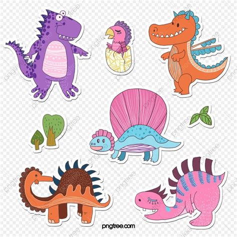 รูปการ์ตูนวาดด้วยมือไดโนเสาร์สติ๊กเกอร์ตกแต่ง Png ภาพตัดปะไดโนเสาร์ การ์ตูน เด็กภาพ Png และ