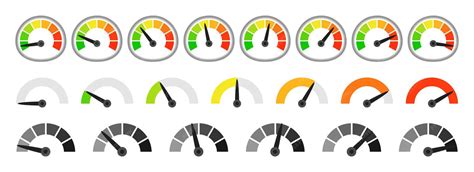 Premium Vector Set Of Gauge Measuring Indicator Icons Speedometer