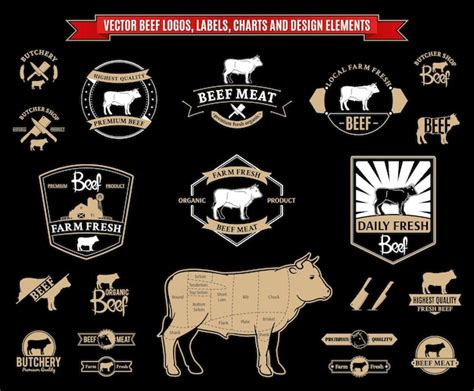 Premium Vector Vector Beef Logo Labels Charts And Design Elements