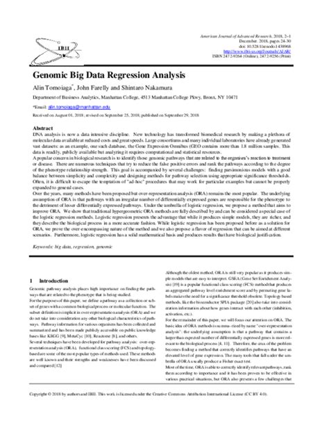pdf genomic big data regression analysis
