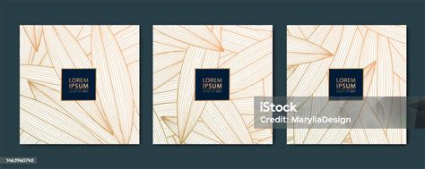 흰색 사각형 카드 소셜 넷에 대한 게시물 템플릿이 있는 추상 럭셔리 황금의 벡터 세트는 식물 현대 아르데코 벽지 배경을 남깁니다