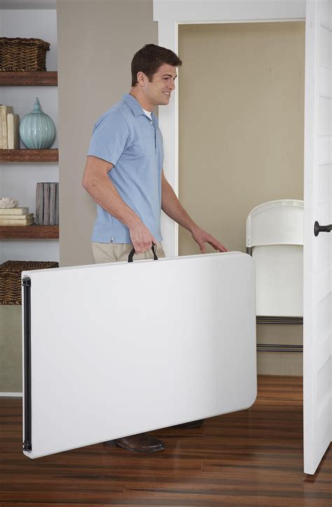 COSCO Deluxe 8 Foot X 30 Inch Fold In Half Blow Molded Folding Table