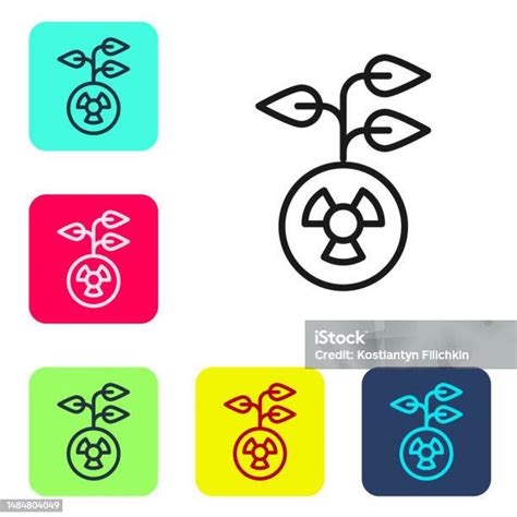 Ligne Noire Icône Radioactive Isolée Sur Fond Blanc Symbole Toxique