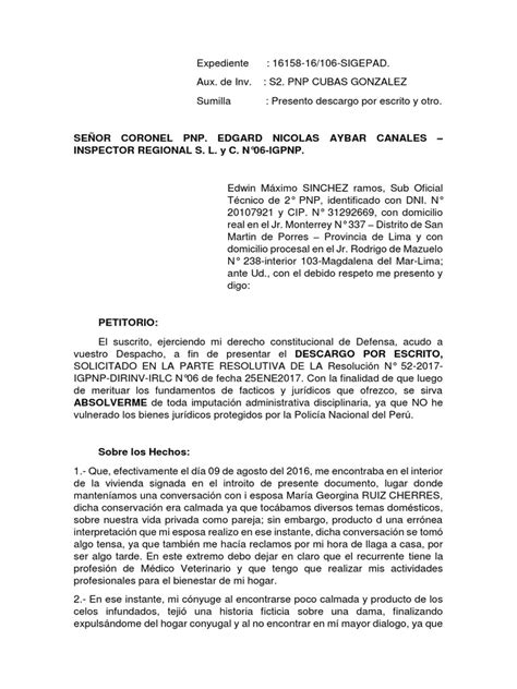 Descargo Por Violencia Familiar Pdf Policía Agresión