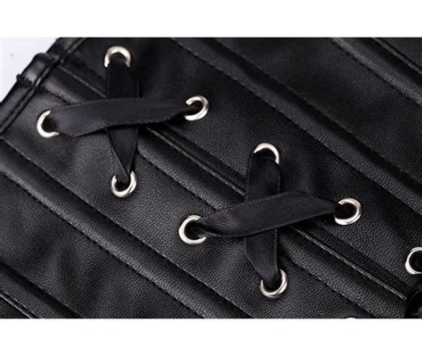 Womens Plus Size Faux Leather Overbust Zipper Corset G String Punk