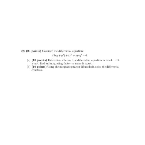 Solved (2) (20 ﻿points) ﻿Consider the differential | Chegg.com