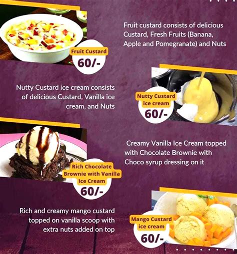 Menu Of The Fruit Custard Kondapur Hyderabad