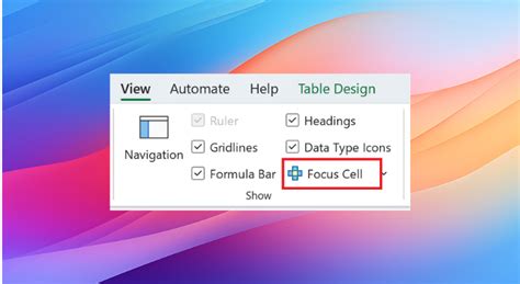 increase ease of navigation with focus cell in excel microsoft