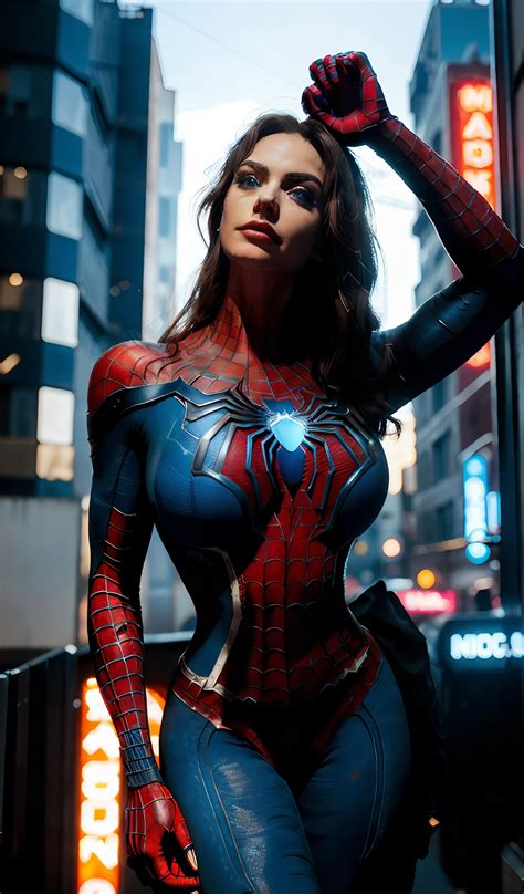 A Woman In A Spider Man Suit Poses For A Picture Seaart Ai