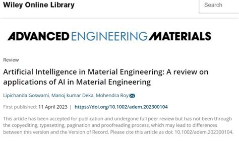 Dr Mohendra Roy On Linkedin Ai Materialengineering