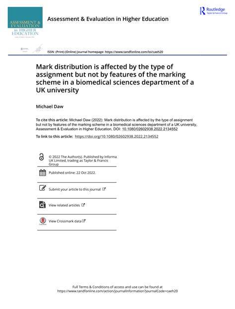 Pdf Mark Distribution Is Affected By The Type Of Assignment But Not By Features Of The Marking